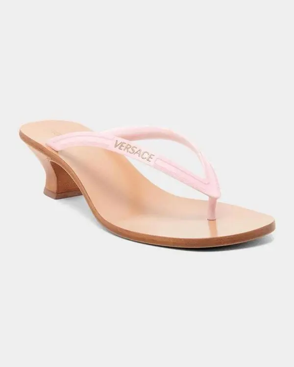 Versace 40mm Logo Jelly Thong Sandals - Pink