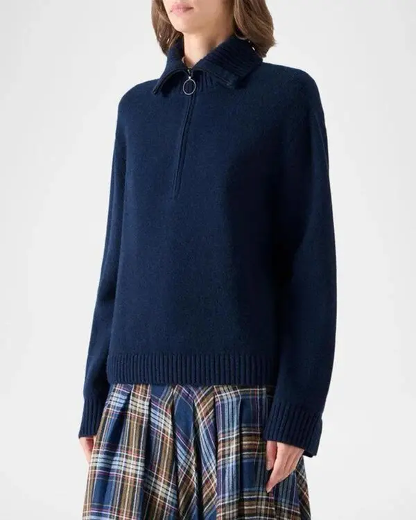 Akris Chunky Yak Knit Half-zip Pullover