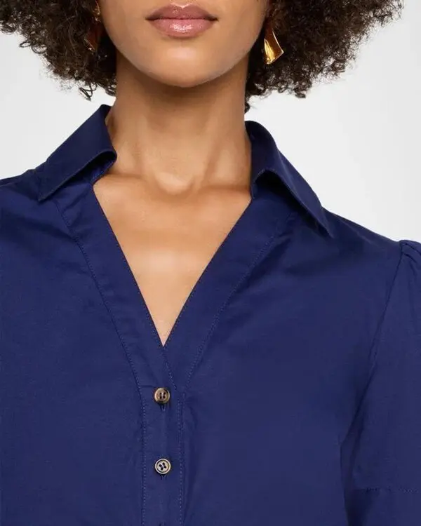 Shoshanna Barnet Ruched Stretch Cotton Midi Shirtdress