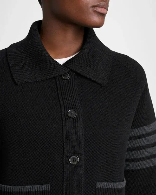 Thom Browne 4-bar Stripe Cotton Pique Hybrid Polo Jacket - Black