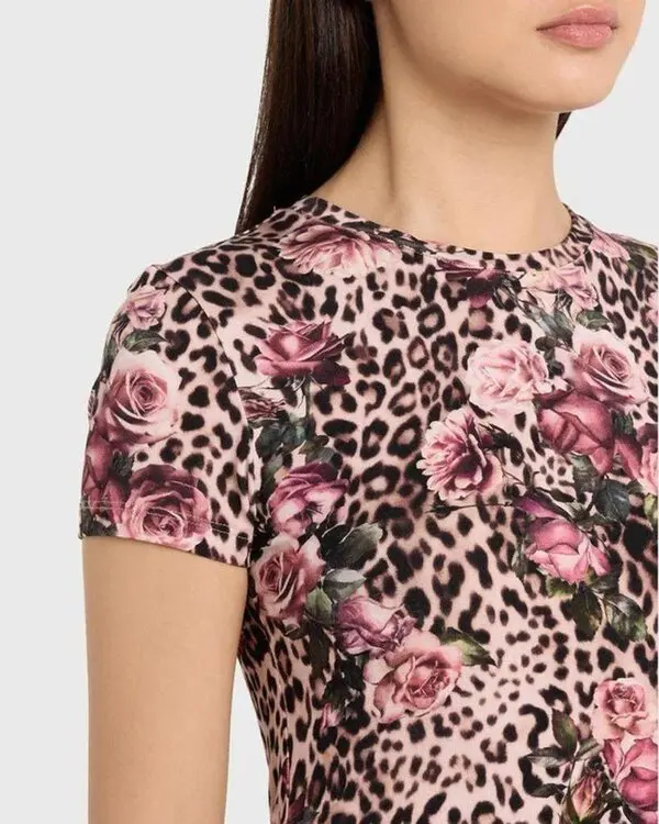 L & APOS;AGENCE Ressi Short-sleeve Floral Leopard Tee