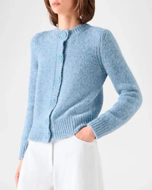 Akris Fluffy Alpaca-blend Cardigan - Light Blue