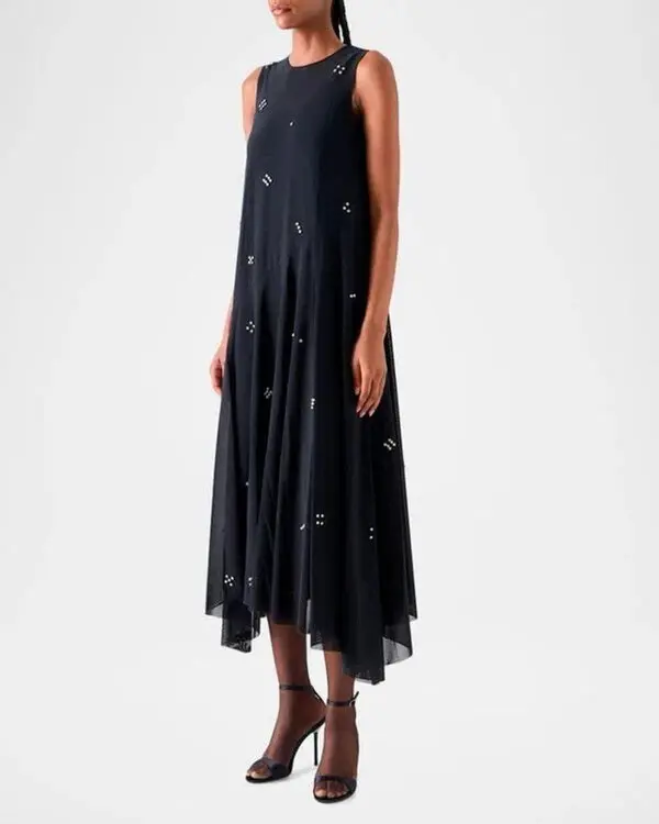 Akris Diamond Dice Dot Midi Dress