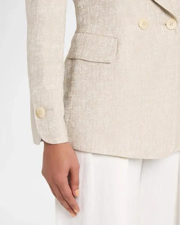 Emporio Armani Icon Double-breasted Armure Jacquard Jacket - Silver