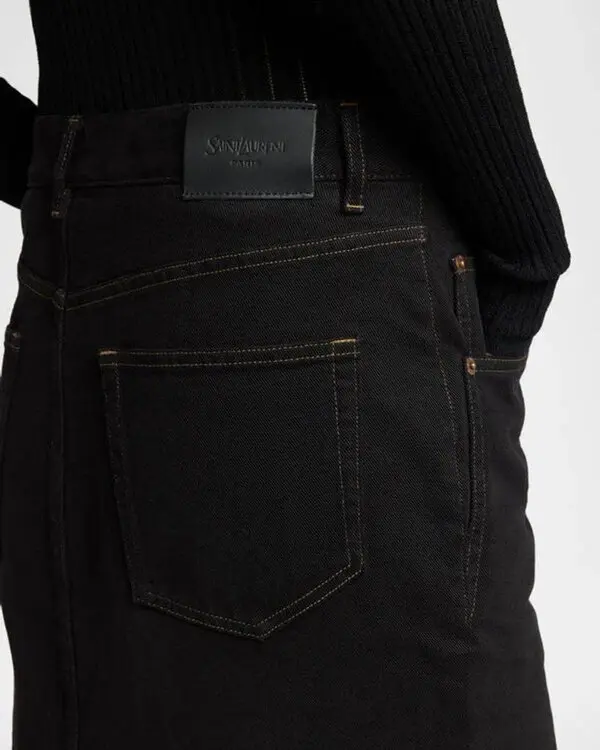 Saint Laurent Baggy Denim Pencil Skirt - Graphite