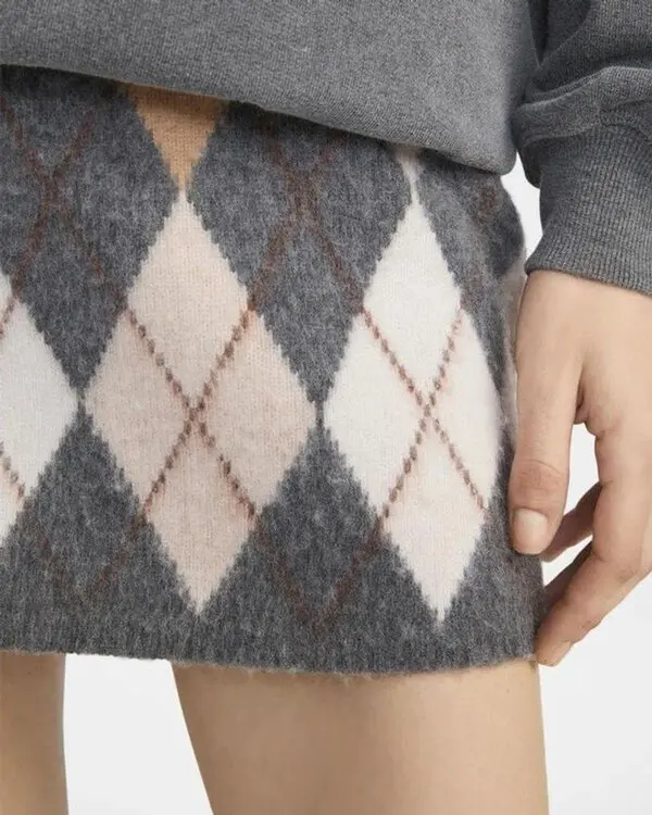 FRAME The Brushed Argyle Mini Skirt - Grey Multi