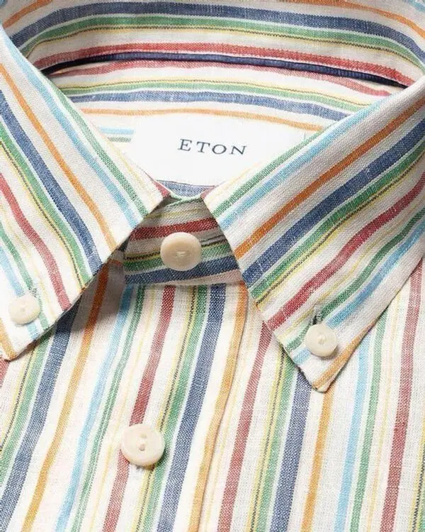Eton Apos;s Multicolor Stripe Linen Button-down Shirt