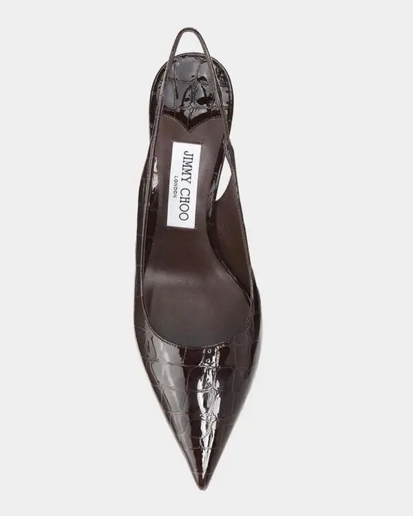 JIMMY CHOO Love 85mm Croc-embossed Leather Slingback Pumps
