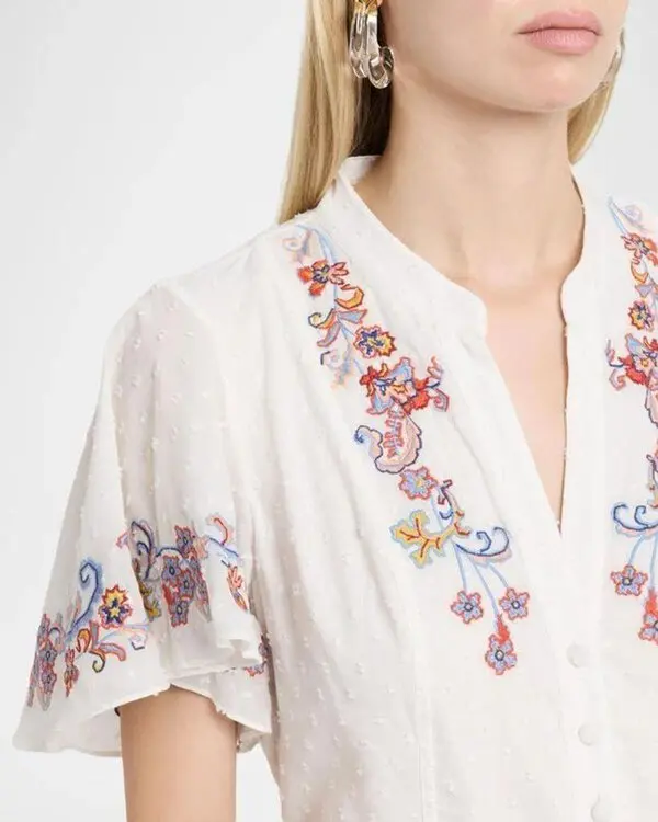 Shoshanna Cowden Floral-embroidered Cotton Mini Dress