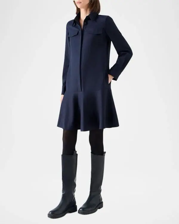 Akris Wool Flannel Mini Shirtdress
