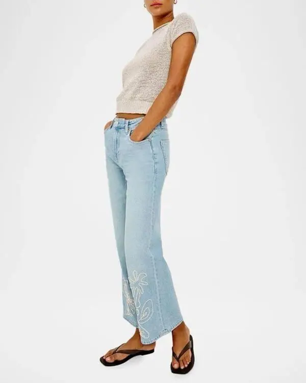 Rails Getty Embroidered Wide Cropped Jeans
