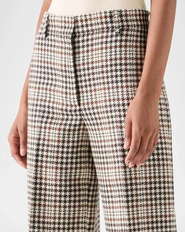 Akris Chiaro Plaid Wool-blend Tweed Pants