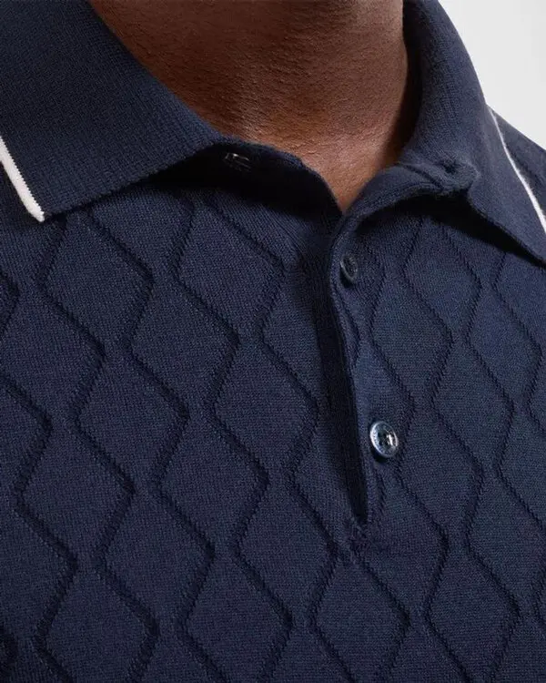 Bugatchi Apos;s Zigzag Cotton-blend Polo Shirt - Navy