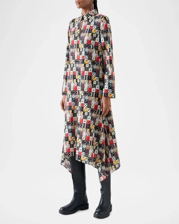 Akris Small Dice-print Wool Shirtdress