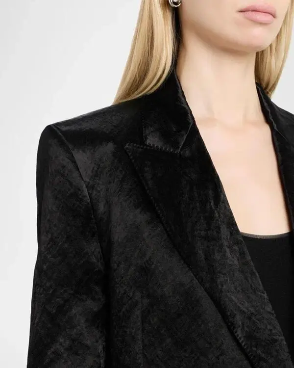 FFORME Winslow Double-breasted Crinkle Metallic Cotton Jacket - Black
