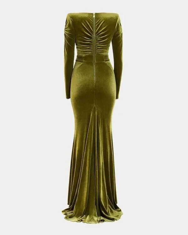 ZHIVAGO The Bloom Velvet Gown - Olive