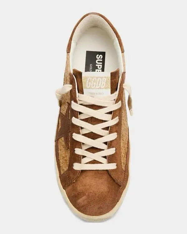 GOLDEN GOOSE Super-star Raffia And Suede Low-top Sneakers