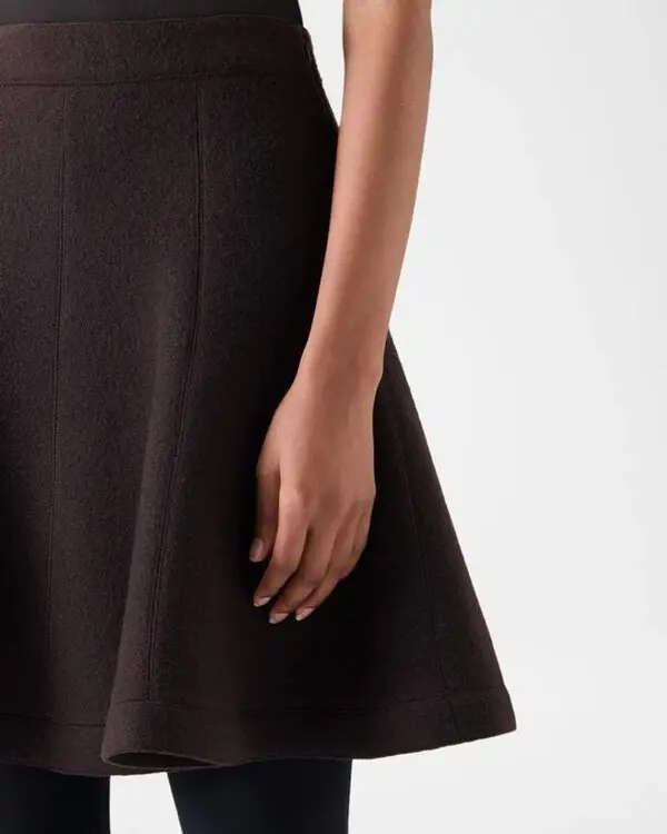 Akris Boiled Wool Panel Mini Skirt - Espresso