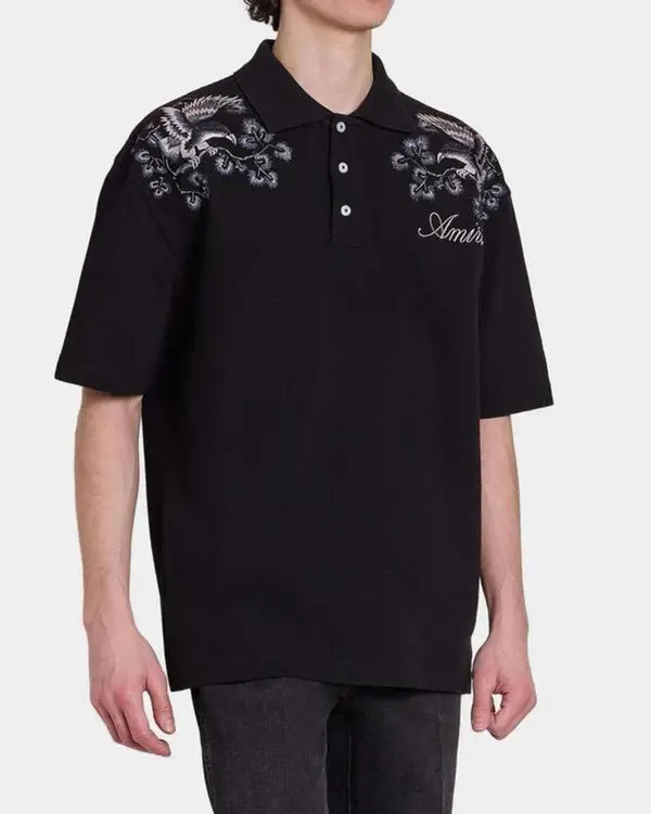 Amiri Apos;s Floral-embroidered Cotton Polo Shirt