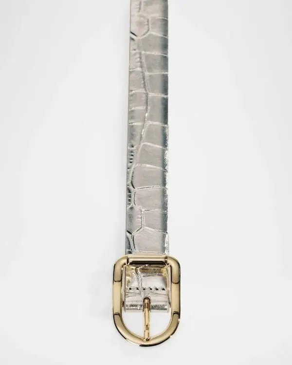 DEHANCHE Mija Mirror Croc-embossed Leather Belt