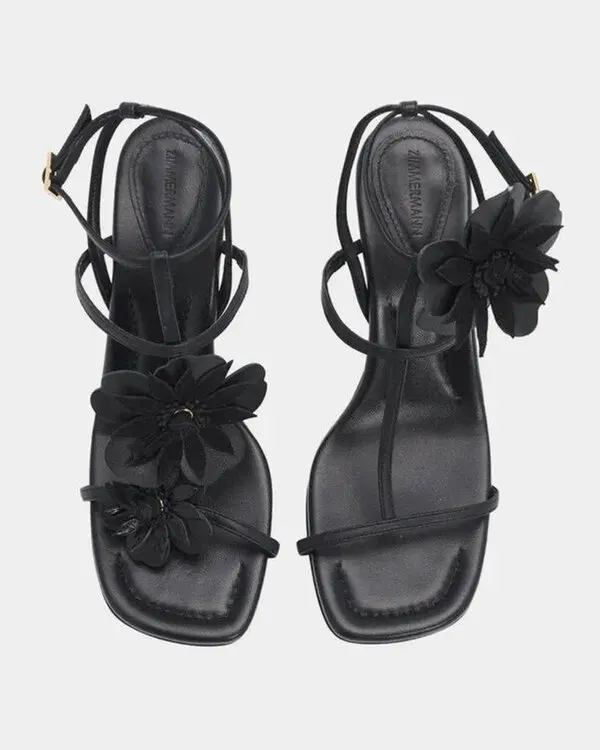 Zimmermann 85mm Belara Leather T-strap Sandals - Black