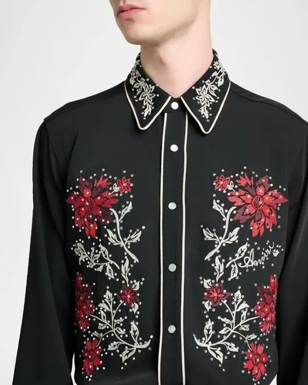 Amiri Apos;s Flow Crystal-embellished Floral Dress Shirt