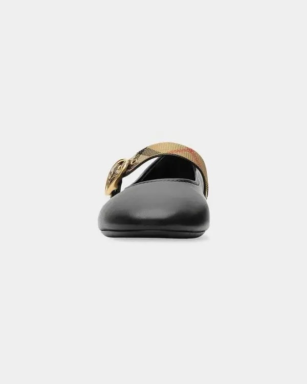 Burberry Robin Check-strap Leather Ballerina Flats