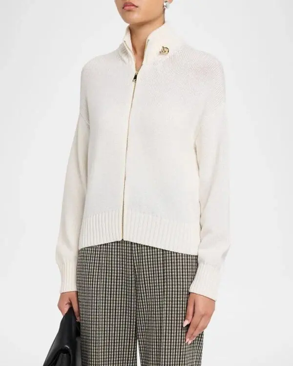 Fabiana Filippi Zip-front Wool Knit Turtleneck Jacket