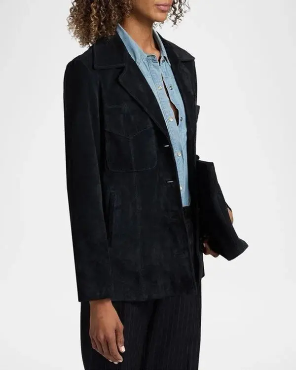 NILI LOTAN Dominic Calfskin Suede Jacket
