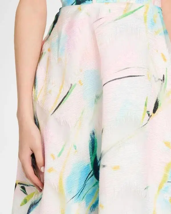AS IT MAY Mika Strapless Jacquard Midi Dress