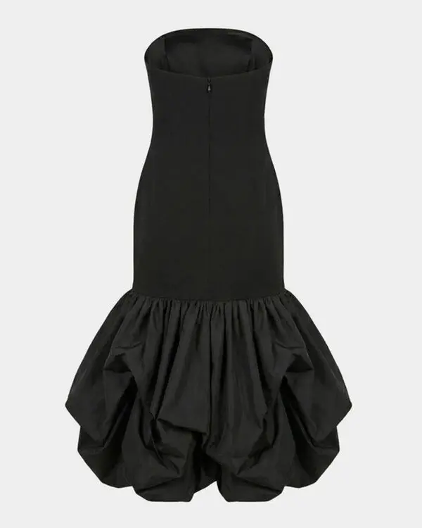 Mac Duggal Ieena Strapless Crepe Bubble-hem Midi Dress