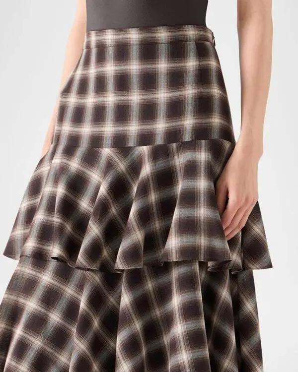 Akris Shelley Plaid Techno Wool-blend Midi Skirt
