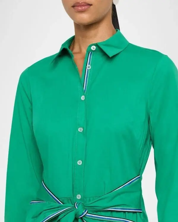 Shoshanna Hastings Striped-trim Midi Shirtdress