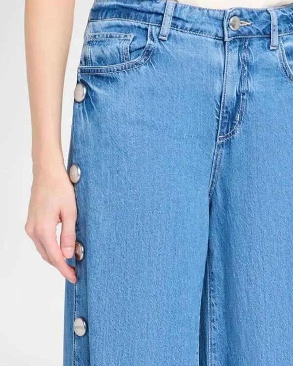 L & APOS;AGENCE Jennings Wide-leg Side Snap Jeans