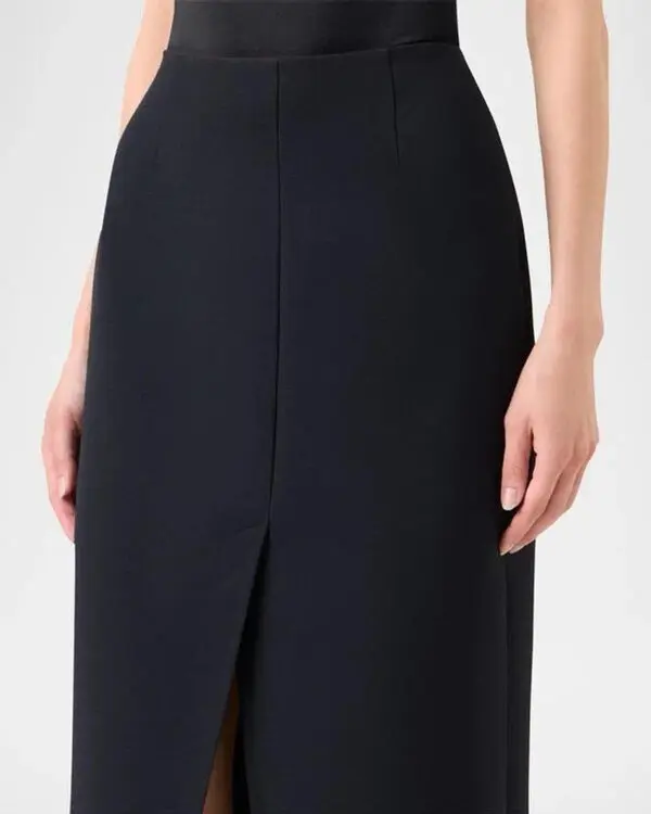 Akris Wool Double-face Slit Midi Pencil Skirt
