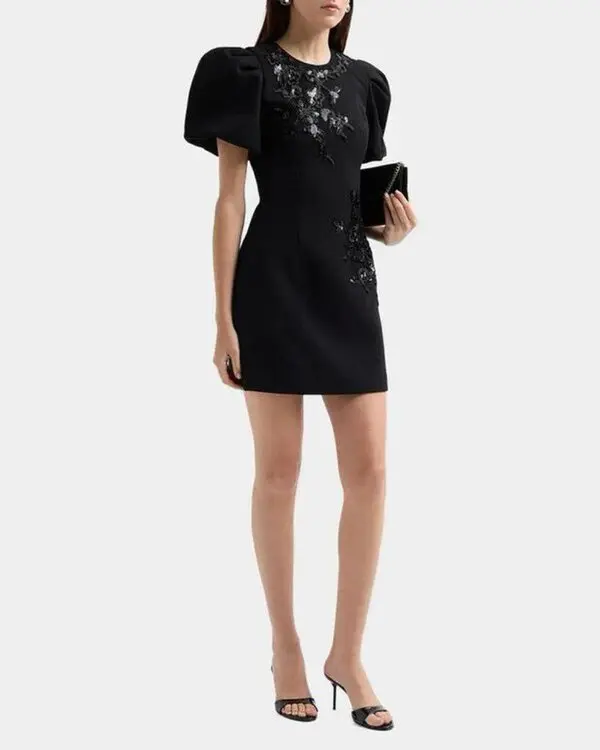 Rebecca Vallance Livia Sequin Puff-sleeve Mini Dress - Black