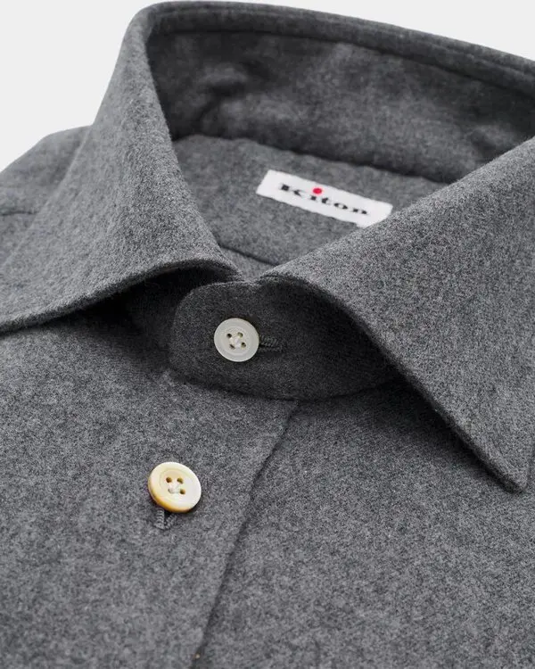Kiton Apos;s Brushed Cotton Flannel Button-down Shirt