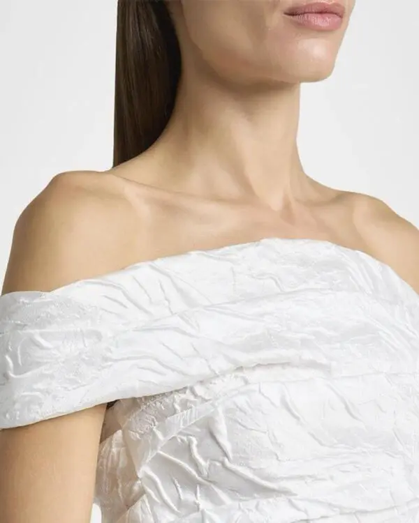 Talbot Runhof Cordero Off-the-shoulder Floral Jacquard Midi Dress - Ivory