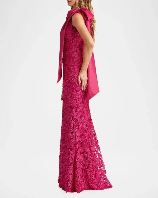Tadashi Shoji Embroidered One-shoulder Column Gown