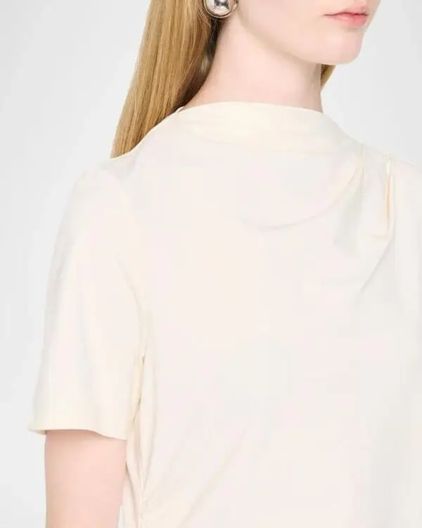 LE JEAN Willow Cotton-blend Draped T-shirt