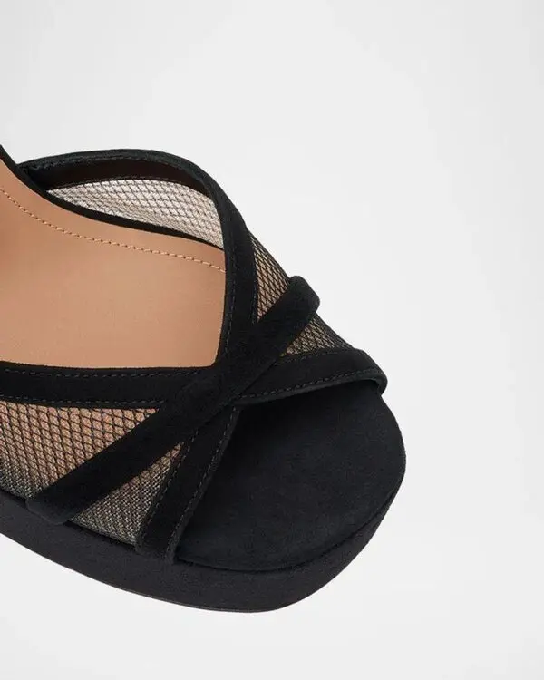 MALONE SOULIERS Sylvie 125mm Suede & Mesh Platform Sandals