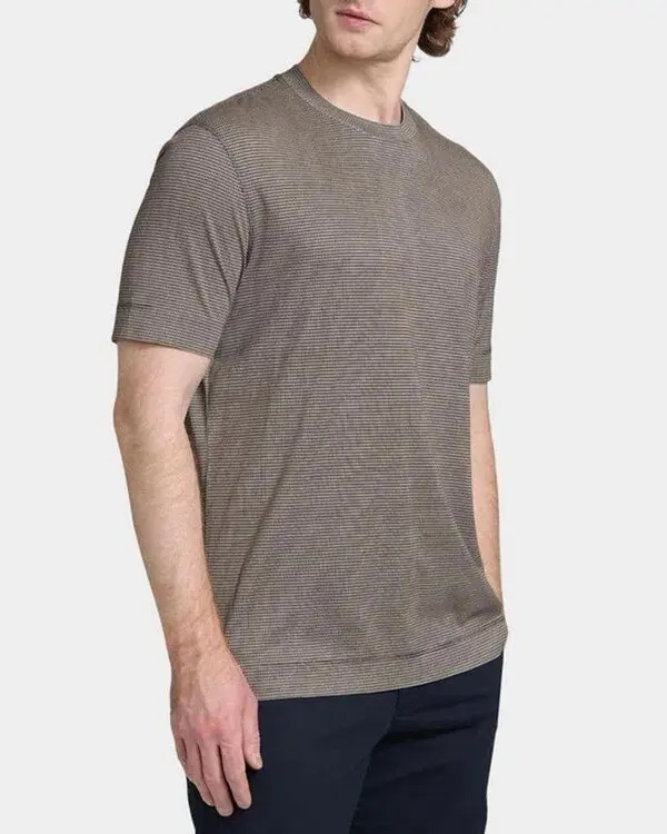 Emporio Armani Apos;s Lyocell And Cotton Micro-pattern Crewneck T-shirt