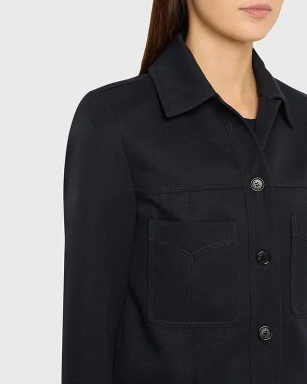 NILI LOTAN Susannah Virgin Wool Cropped Jacket - Midnight