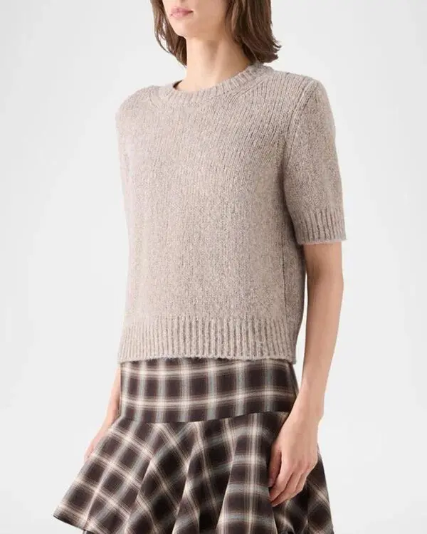 Akris Fluffy Alpaca Crewneck Sweater - Oat