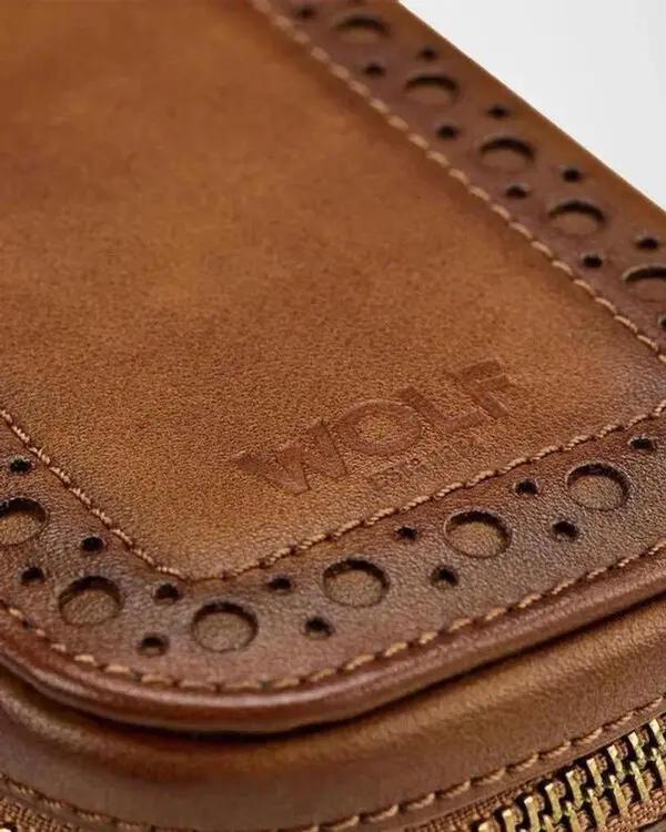 Wolf Brogue 2-piece Watch Zip Case - Burnished