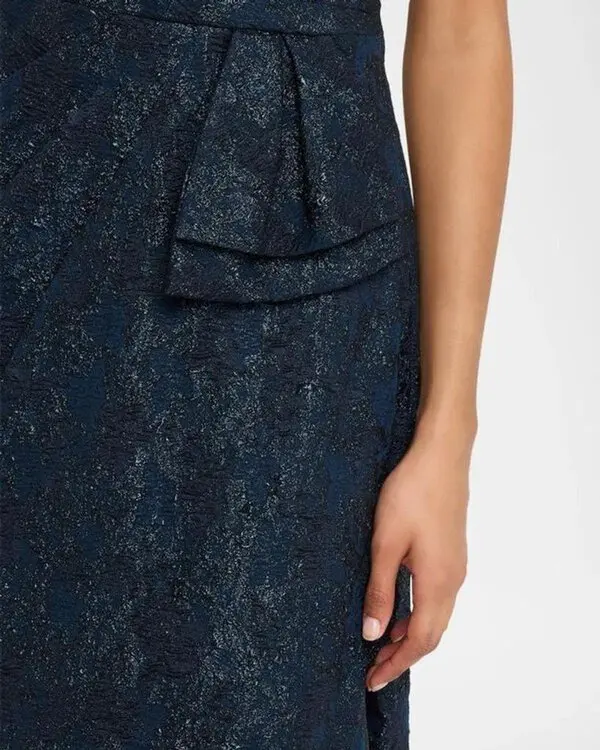 Aidan Mattox One-shoulder Metallic Jacquard Column Gown