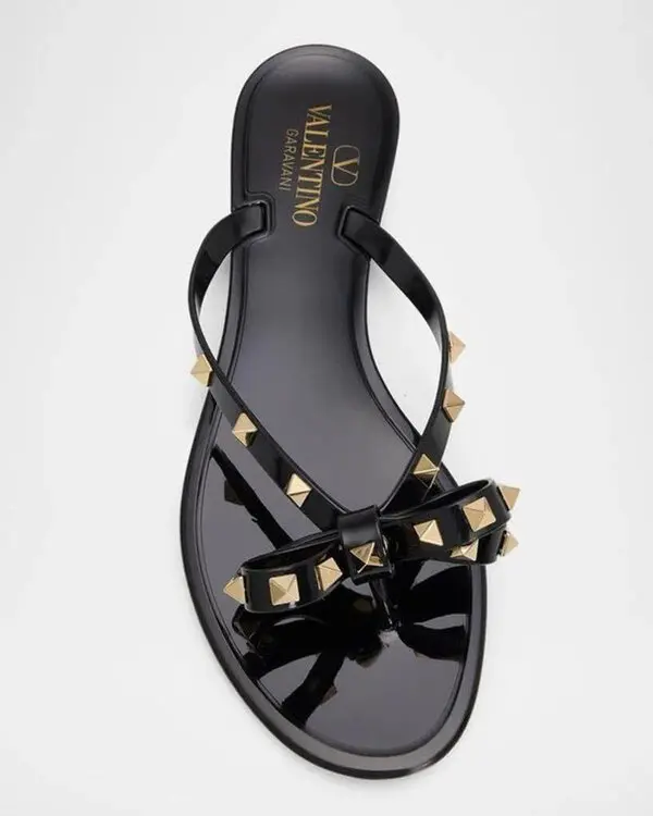 Valentino Garavani Summer Rockstud Jelly Thong Sandals - Nero