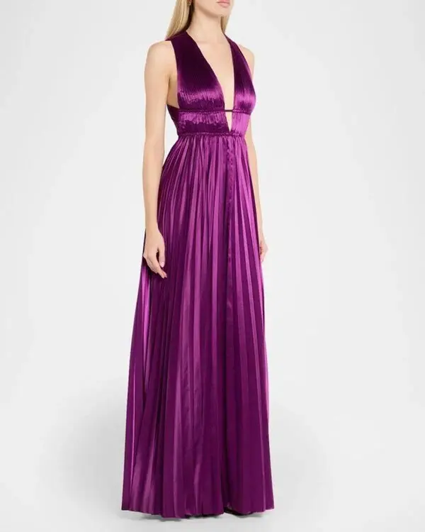Ulla Johnson Lena Pleated Satin Gown
