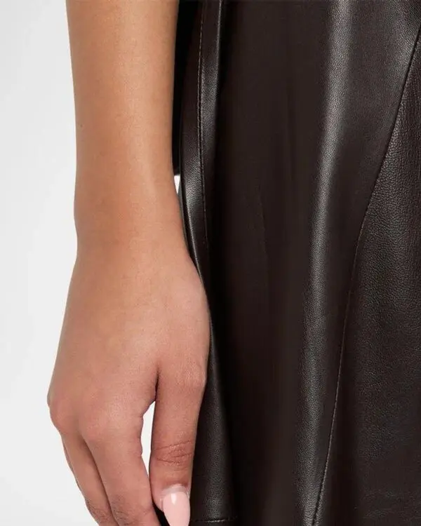 ARMA Eleni Leather A-line Midi Skirt