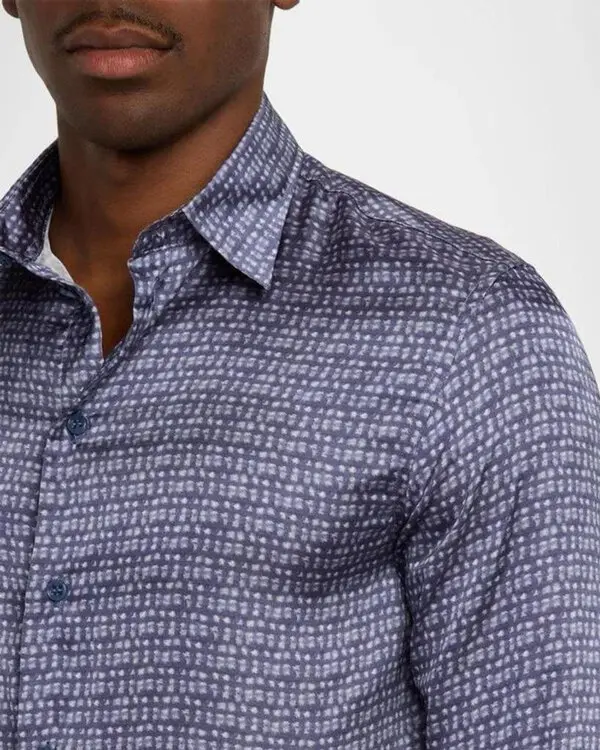 Emporio Armani Apos;s Blurred Abstract Polyester Sport Shirt